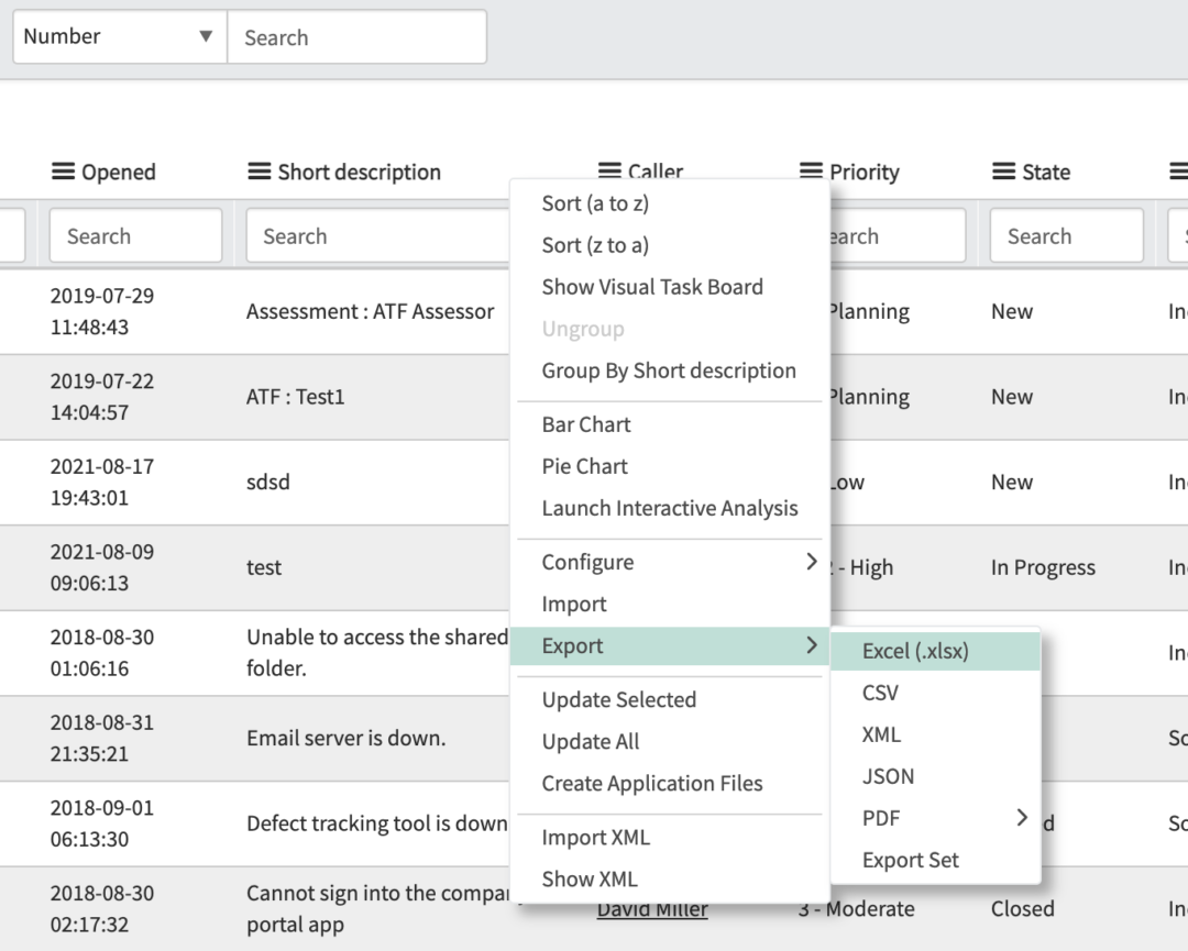 How To Export To Excel, XML, CSV, JSON or PDF In ServiceNow - The Snowball How To Export To Excel, XML, CSV, JSON or PDF In ServiceNow - The Snowball